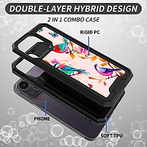 BPQOJB for iPhone 15 Case for iPhone 15 Phone Case with Birds on The Tree Pattern for Men Women Dual Layer Hybrid Hard PC Soft TPU Shock Proof Protective Phone Case for iPhone 15 6.1 inch 2023