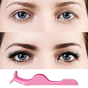 Mudder 60 Pcs Plastic Eyelashes Extension Tweezers False Eyelash Applicator Tool Eyelashes Clip Fish Tail Clip Tweezers for Lashes Application and Removal(Pink)