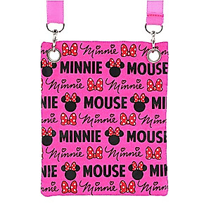 Disney's Minnie Mouse"Glam" Cross-Body Passport Purse Shoulder Bag, Neon Pink
