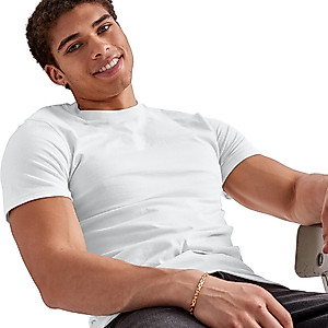 Hanes Men's Standard Originals Lightweight Cotton T-Shirt, Big & Tall, Crewneck Tee, White, Large