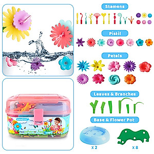 GAMZOO Flower Garden Building Toys Girls Birthday Gifts for 3 4 5 6 Year Old Toddlers STEM Arts and Crafts (150pcs)