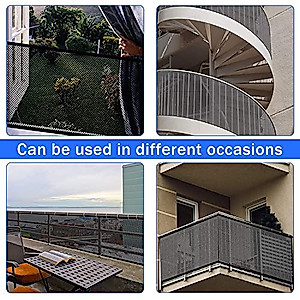 JIFTOK Baby Gate for Stairs, Banister Guard for Kids, Pets, Toys, 10ft L x 2.66 ft H, Mesh Netting Safety Net for Balcony Rail Stair, Stairway Net Baby Safety Products for Indoor & Outdoor (Black)