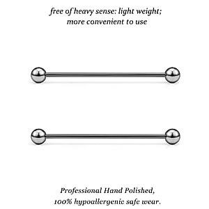 Vsnnsns 16G G23 Titanium Straight Barbell Piercing Jewelry Tongue Rings Nipple Rings Piercing Jewelry Industrial Earrings Barbell Cartilage Tragus Piercing Jewelry 16 Gauge for Women Men 38mm