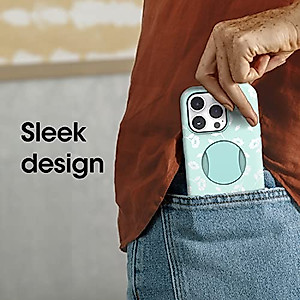 OtterBox iPhone 14 Pro (Only) OtterGrip Symmetry Series Case - POPPIES BY THE SEA (Blue), built-in grip, sleek case, snaps to MagSafe, raised edges protect camera & screen