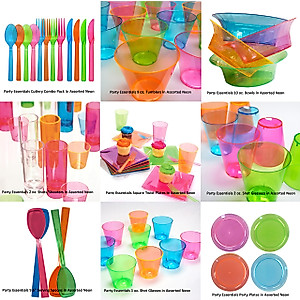 Party Essentials Hard Plastic 10-Ounce Party Cups/Drinking Glasses/Tall Tumblers, 25-Count, Assorted Neon