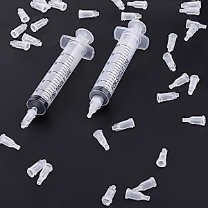 AIEX 300pcs Syringe Tip Caps for Luer Lock, Dispensing Needle Tip Cap Syringe Caps Syringe Plug with Storage Box for Syringe Sliding Tip (Clear)