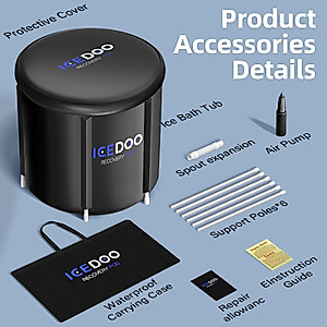 Ice Bath Tub for Athletes, 116 Gallon Portable Bathtub Adult with Cover, Cold Plunge Tub,Ice Pod Cold Plunge,Outdoor Inflatable Hot Tub Bathtub at Home for Cold Water Recovery