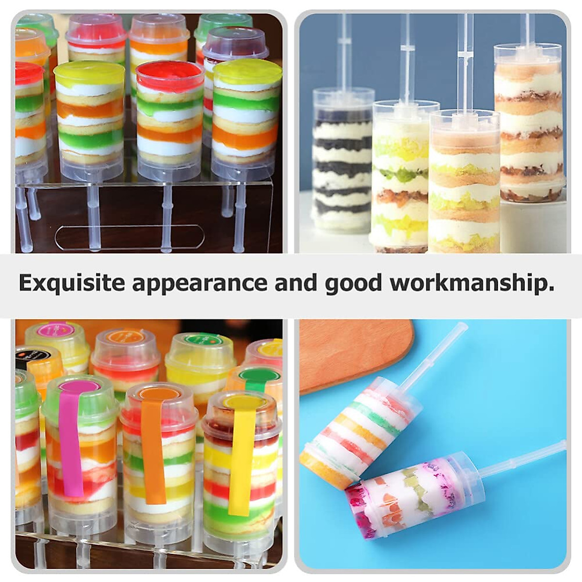 60Pack Cake Push Pop Containers with Lids, Reusable Cake Push Pops, Muti-purpose Push Pop Cake Containers, Plastic Cake Push-up Pop Shooter for Cupcake, Confetti, Homemade Ice Cream,Desserts