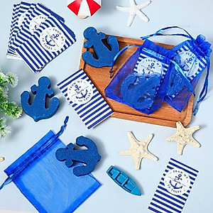 Swiffen 30 Sets Nautical Theme Baby Shower Favors Include Navy Blue Bubble Anchor Shape Bath Bombs Thank You Card Organza Bag for Spa Guests Wedding Birthday Gender Reveal Party Decoration