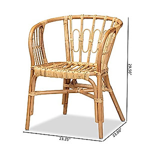 bali & pari Luxio Modern and Contemporary Natural Rattan Dining Chair