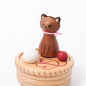 WOODERFUL LIFE Top Rotate Mini Music Box | Cat | 1064102 | Hand Made Lightweight and Durable Elaborate Design Cat Lover Gift | Plays - Liebestraum