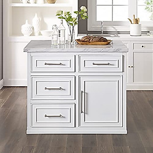 Crosley Furniture Cutler Kitchen Island with Faux Marble Top, White