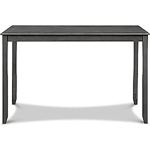 New Classic Furniture Amy Kitchen Counter Island Dining Table for 4 with Storage Shelf & USB Chargers, Contemporary Gray
