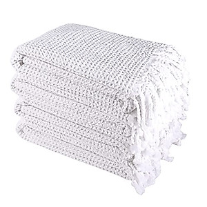 Püskül - Turkish Beach Towels Oversized Waffle - Softest 100% Turkish Cotton - 33x67 inch - White - Pack of 3 (3)