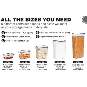 RAZCC Airtight Food Storage Containers Set, 36 PACK Cereal Storage Containers for Kitchen and Pantry Organization BPA Free Kitchen Canisters for Cereal, Rice, Flour & Oats, Free Marker and Labels