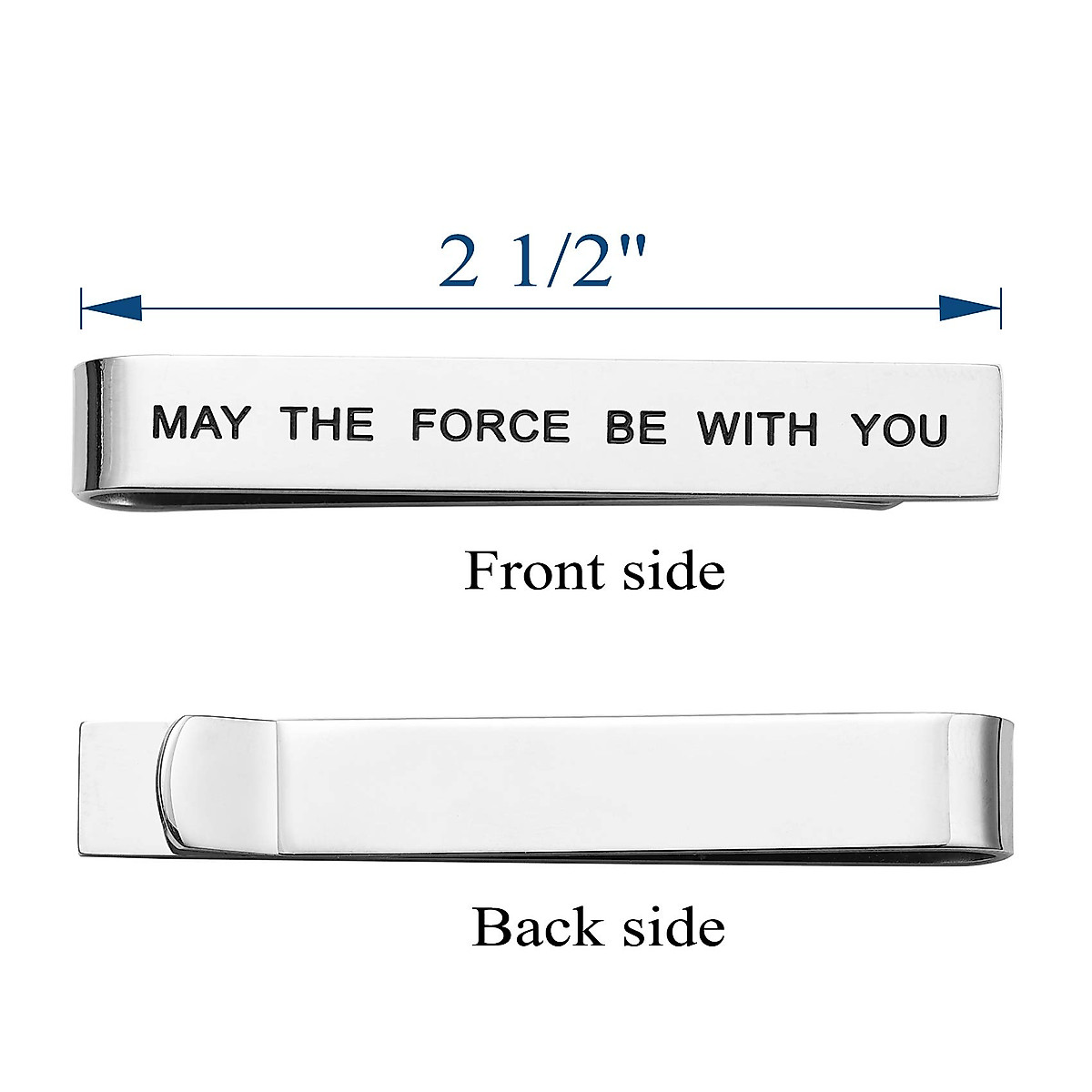 May The Force Be with You Tie Clip Star Wars Fan Gift Funny Gift Stainless Steel Polished Finish Tie Clips Men Women