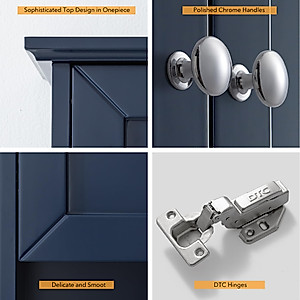 VANIRROR Bathroom Wall Cabinet Blue Over Toilet Storage Cabinets 24x30 in Above Toilet Wood Medicine Cabinets Wall Mounted Bathroom Cabinet with 2 Door & Adjustable Shelf