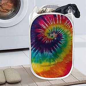 Howilath Tie-Dye Rainbow Nursery Storage,Baby Hamper, Large Laundry Basket for Kids Room,Toy,Home Decor,Nursery Hamper - L