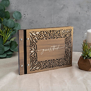 Wooden Wedding Guest Book | Beautiful Wedding Guestbook, Baby Shower, Wedding Favors for Guests | Rustic Wedding Planner & Registry, Wedding Decorations for Reception | Photo Book for Polaroid