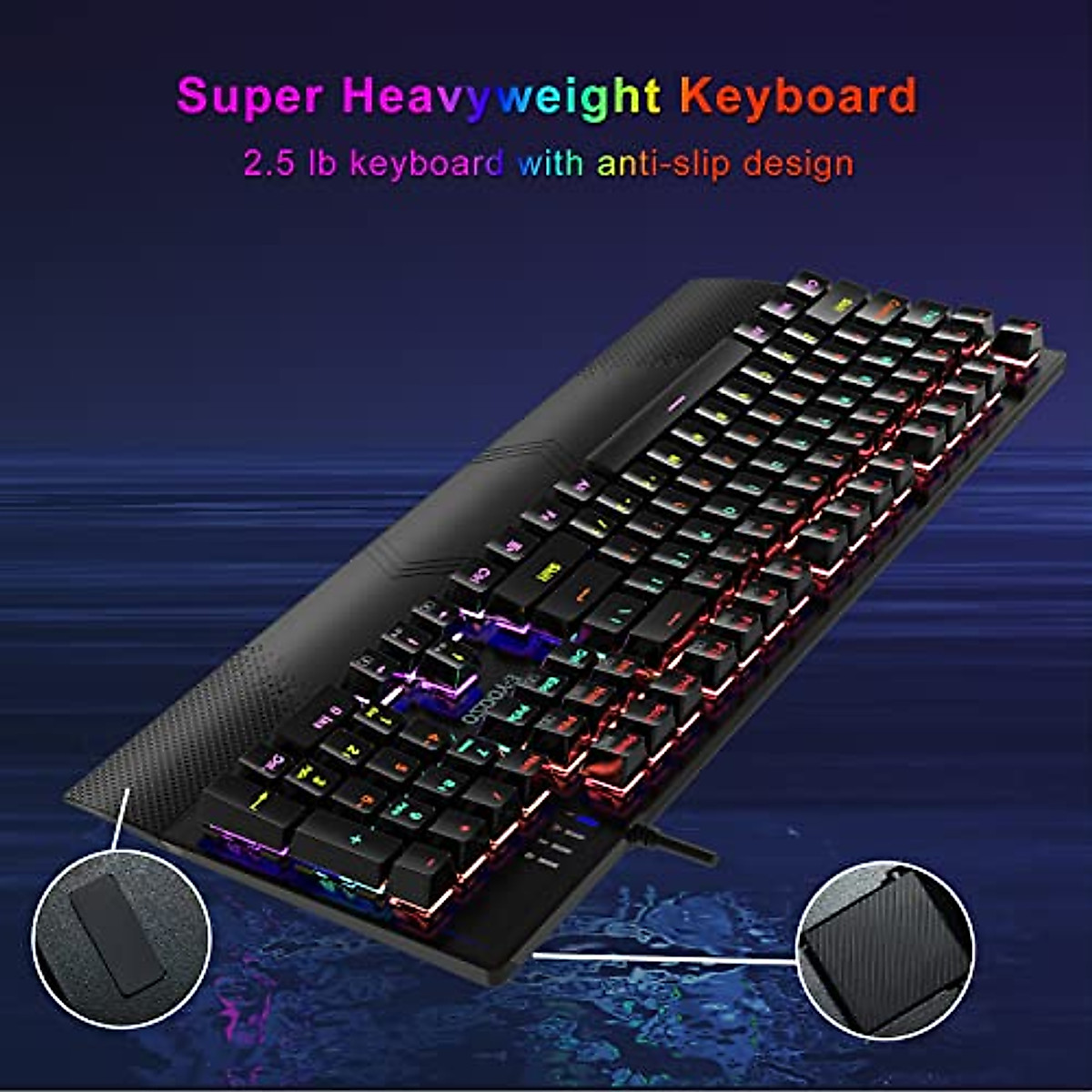 E-YOOSO Mechanical Keyboard, Mechanical Gaming Keyboard with Red Switches, 104 Keys, Wired Keyboard Mechanical with Rainbow Backlit & RGB LED Side Light, Linear Keyboard for Windows, Gaming, PC