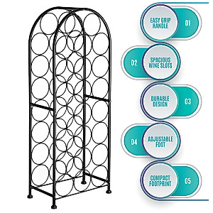 Sorbus Metal Wine Rack - Bordeaux Chateau Style Wine Cellar Stand - Holds 23 Bottles - Minimal Assembly (Black)