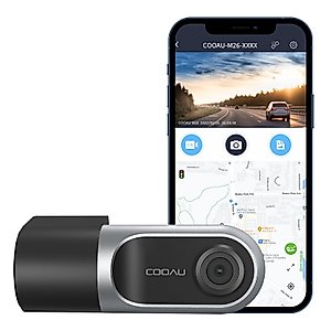 COOAU 1080P FHD Dash Cam, Smart Dash Camera for Cars, 360 Degree Rotation, Mini Car Camera Recorder wif Infrared Night Vision, Supercapacitor, G-Sensor, WDR, Loop-Recording, Parking Mode
