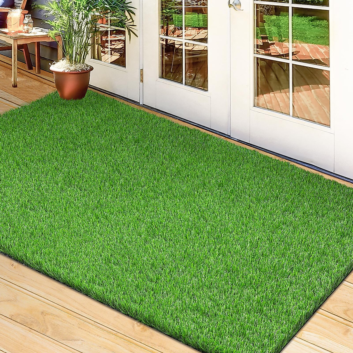 TREETONE Artificial Turf Rug, 3x5 Ft Realistic Grass Mat, Indoor/Outdoor Rug Green Turf Perfect for Multi-Purpose Home Entryway Scraper, Patio Lawn, Dog, Lawn, Garden Doormat