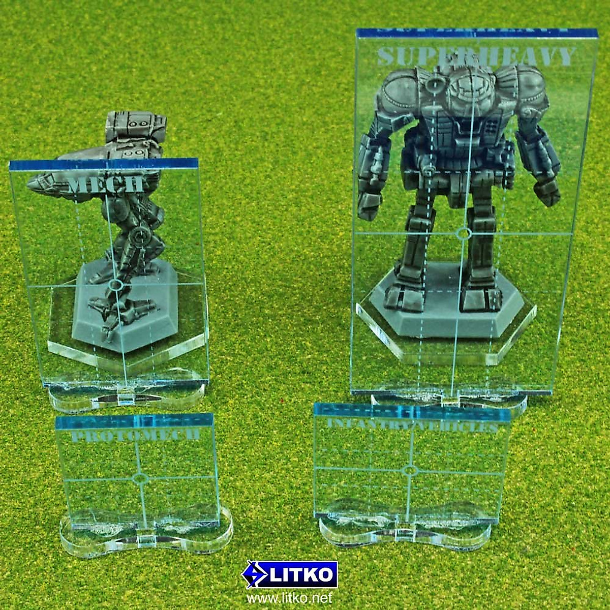 LITKO Practical Line of Sight Marker Set Compatible with Battletech, Transparent Light Blue (4)