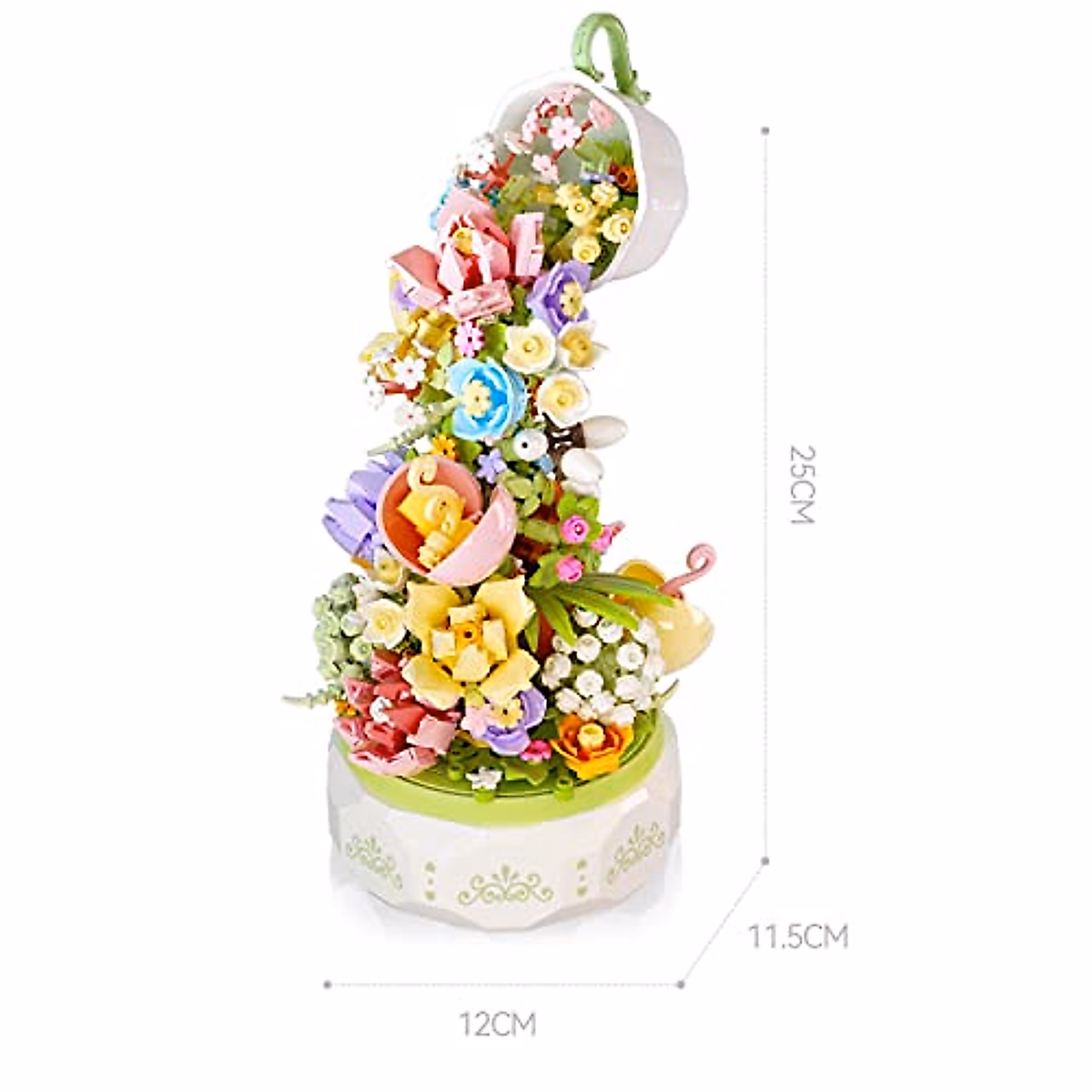 NEWRICE Waterfall Flower Bouquet Building Kit,Artificial Flowers Building Block Toys-Contains Music Box with LED Lights for Home Decoration,Birthday, Anniversary, (575 Pieces)