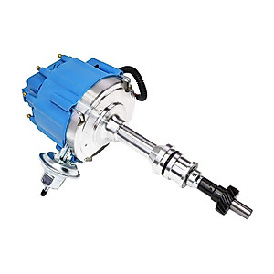 A-Team Performance - HEI Complete Distributor 65K-Volt Coil, 8 Cylinders - Compatible with BBF Big Block Ford 351C 351M 400M 429 460 - One Wire Installation Blue Cap