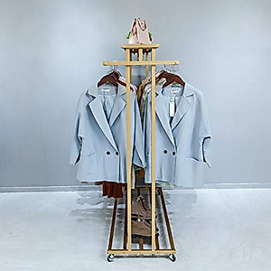 Metal Clothing Rack Standing Garment Rack Boutique Rolling Display Rack Closet Organizer 63'' (Gold)