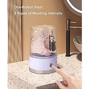 Byrotson Wireless Mini Washer Small Portable Washing Machine 1L Capacity Laundry Cup, Deep Cleaning of Underwear, Socks and Other Small Clothes,Purple