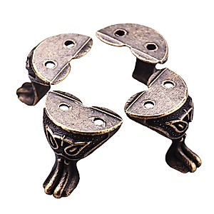 4Pcs Antique Brass Box Legs Feet Corner Protector Zinc Alloy Gift Box Jewelry Wood Case Decorative Feet Leg Metal Corner Protector Furniture Fittings