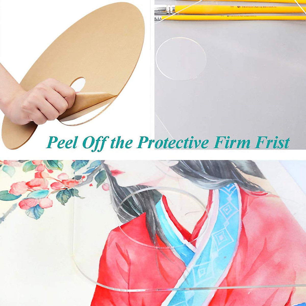 Acrylic Artist Paint Palette 11.8 x 7.9 inches Clear Oval Non-Stick Oil Paint Palette Mixing Transparent Easy Clean Art Paint Pallet (11.8 x 8 inch/2 PCS) (M)