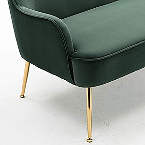 Goujxcy Modern Velvet Accent Tufted Decorative Reading Corner Chair, Vanity Chair for Bedroom, Living Room (Green5)