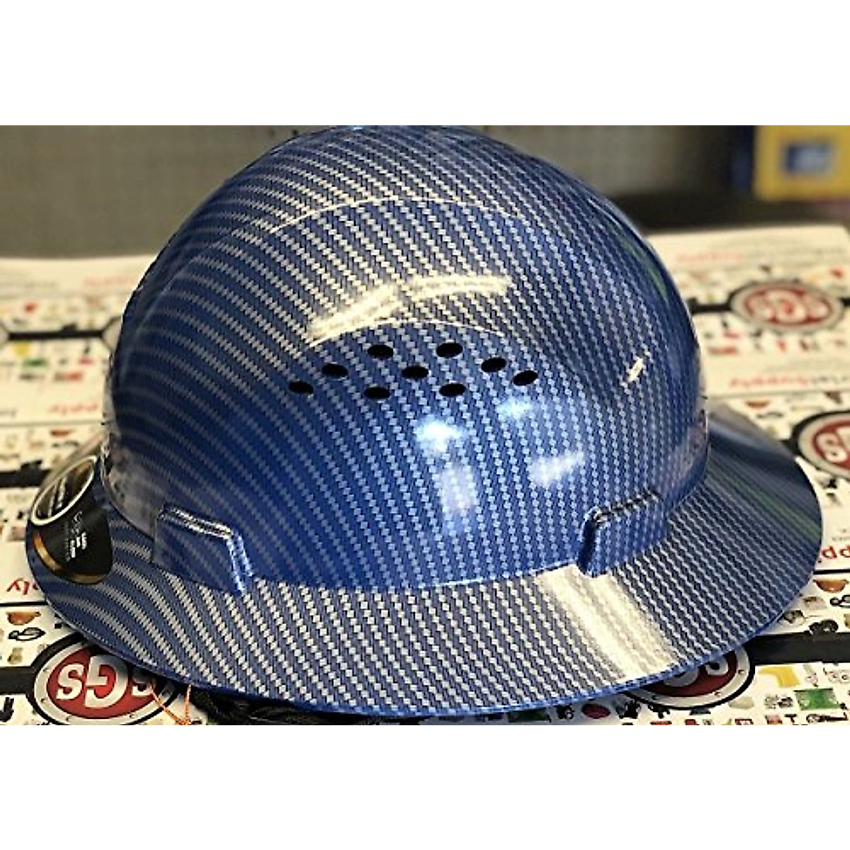 HDPE Hydro Dipped Blue/Silver Full Brim Hard Hat with Fas-trac Suspension