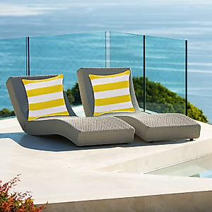 tiggell 2 Pack Waterproof Pillow Covers Outdoor Throw Pillowcases Decorative Garden Cushion Case for Home Garden Patio Couch Balcony Striped (Yellow & White, 18 * 18 inch)