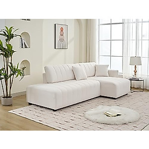 ERYE Oversized 2-Piece Right Facing Sectional Sofa Couch for Living Room, 104-Inch L-Shaped Wool Upholstered Channel Tufted Convertible Sofa&Couch with Left Chaise Daybed and Pillows