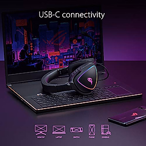 ASUS ROG Delta S Gaming Headset with USB-C | Ai Powered Noise-Canceling Microphone | Over-Ear Headphones for PC, Mac, Nintendo Switch, and Sony Playstation | Ergonomic Design , Black