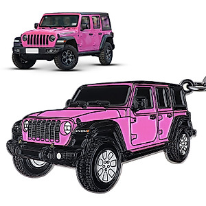 NHHC Key Chains for Car Keys,3D Creative Car Key Holder Compatible with Jeep Wrangler,Universal Car Key Chain with Key Ring (Pink)