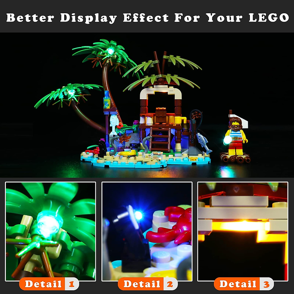 Xunsan LED Light Kit for Lego Ray The Castaway 40566 Building Blocks, Lighting Kit Designed for Lego 40566 Set, Standard Version - NOT Included Lego Model