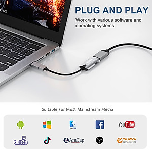 Anxious 4K HDMI Video Capture Card,USB 3.0 1080P Game Capture Card,for Game,Teaching,Live Broadcasting,Video Conference,Video Recorder for Streaming,Compatible with Windows Linux Mac OS System etc