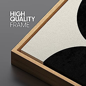 SIGNLEADER Framed Canvas Print Wall Art Set Array of Circles and Semi-Circles Abstract Shapes Illustrations Modern Art Minimalist Black and White for Living Room, Bedroom, Office - 16"x24"x3 NATURAL