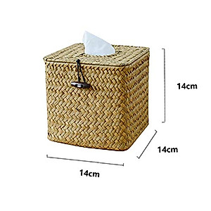 Raincol Morava Square Seagrass Facial Tissue Box Decorative Woven Paper Holder Napkin Dispenser (1)