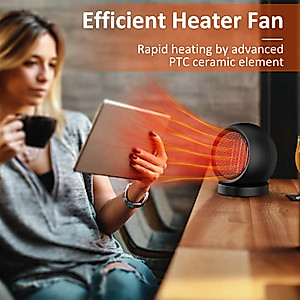 Lmkeji Desk Heater,600W Energy Efficient Desktop Heater for Indoor Use,Safe and Quiet for Bedroom Home Office Desk Use(Black)