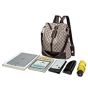 Refutuna Backpack Purse for Women - Multipurpose Fashion Brown PU Leather Designer Handbags - Ladies Shoulder Bags Convertible Travel Backpacks for Women