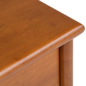 SIMPLIHOME Draper Solid Hardwood 22 inch wide Rectangle End Side Table in Teak Brown with Storage, 2 Drawers, for the Living Room and Bedroom