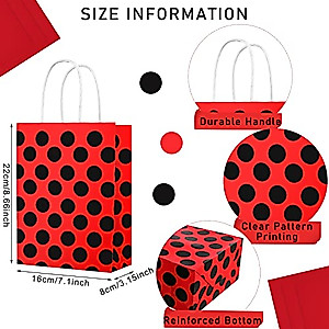 20 Pieces Ladybug Birthday Party Favor Bags Ladybug Red Black Polka Dot Kraft Paper gift Bags Ladybug Party Supplies for Ladybug Theme Party Wedding Birthday Party Christmas Baby Shower Decorations