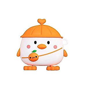 Compatible with AirPods 3 Case Cover, Cute Silicone Protective Cover for Apple AirPod 3rd Generation 2021 with Keychain for Women Men Girls, Funny Anime Shockproof Case for Airpods 3 (Orange Duck)