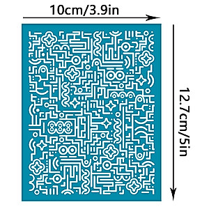 OLYCRAFT 4x5 Inch Abstract Maze Clay Stencils Maze Theme Silk Screen for Polymer Clay Floral Maze Silk Screen Stencils Mesh Transfer Stencils for Polymer Clay Jewelry Making